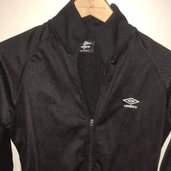 Umbro | Jackets & Coats | Umbro Black On Black Checker Zip Up Track ...